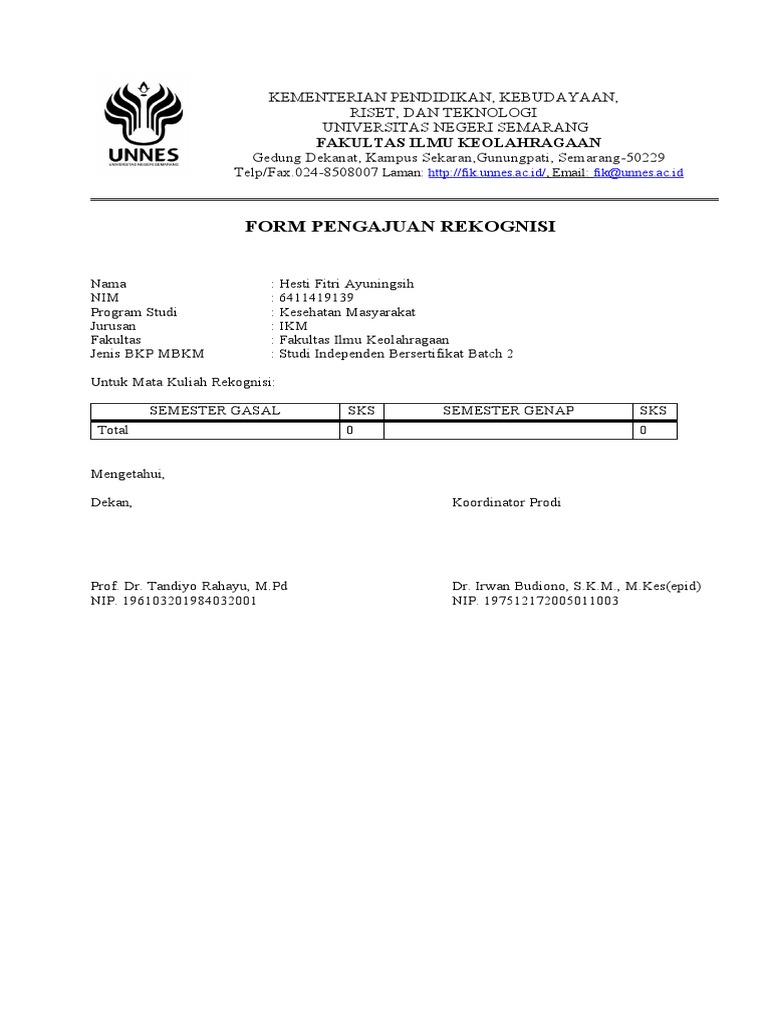 Form Rekognisi | PDF
