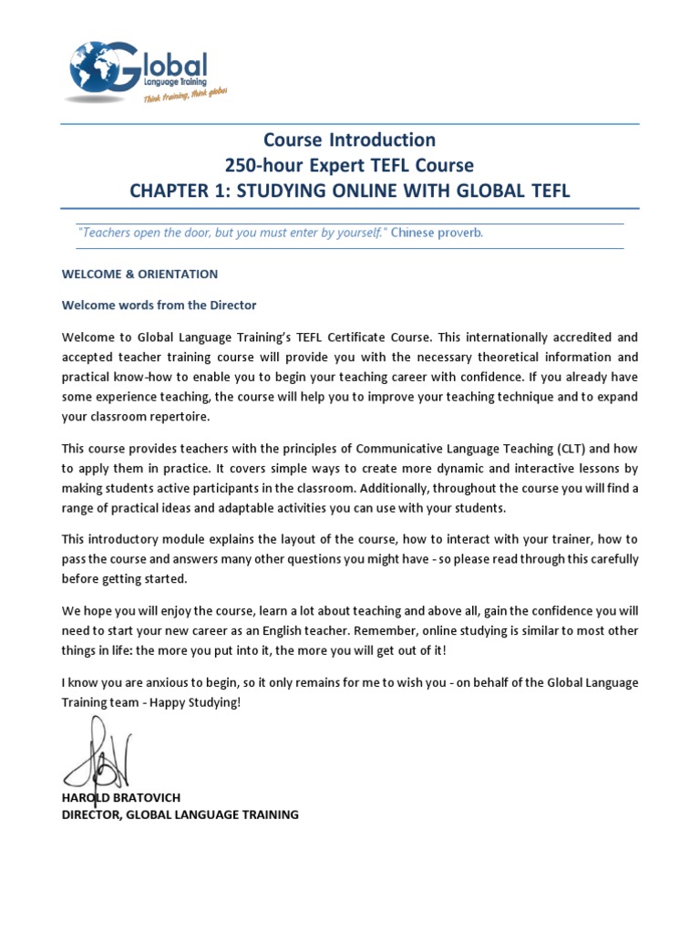 250 Hour TEFL - Course Introduction 2020 - v3 | PDF | Educational Technology | English As A ...