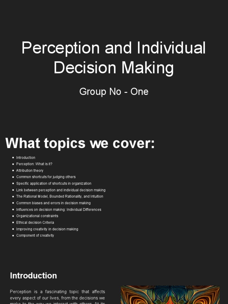Perception and Individual Decision Making | PDF | Decision Making ...