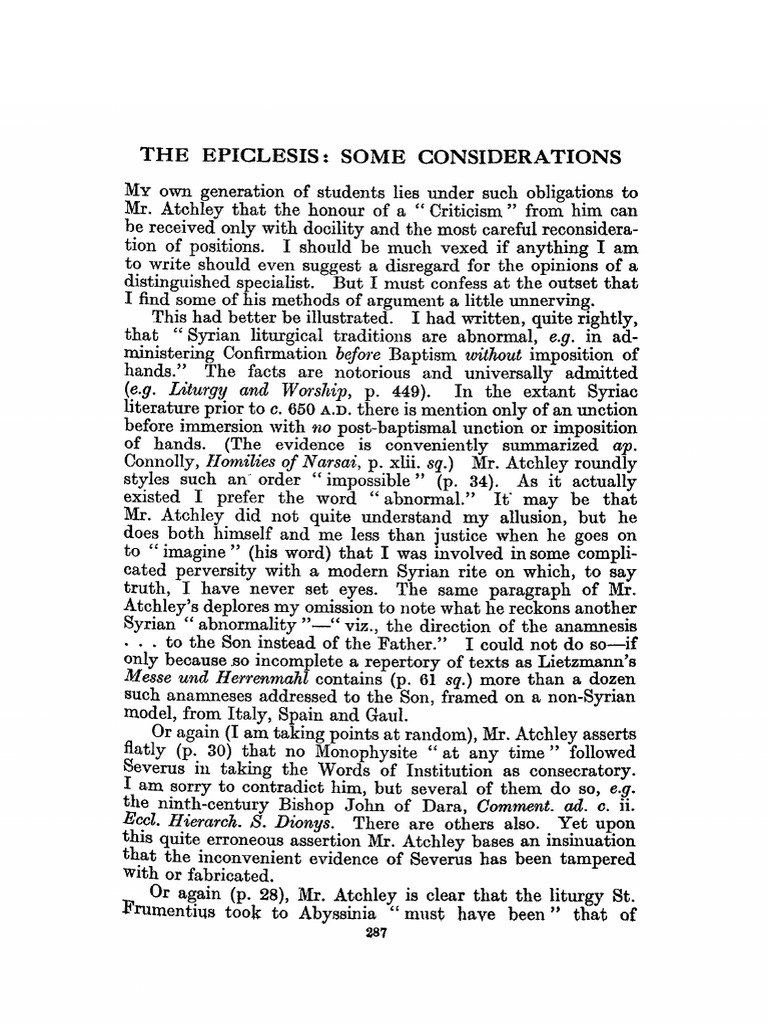 The Epiclesis: Some Considerations: E.G. Before Without (E.g. Liturgy ...