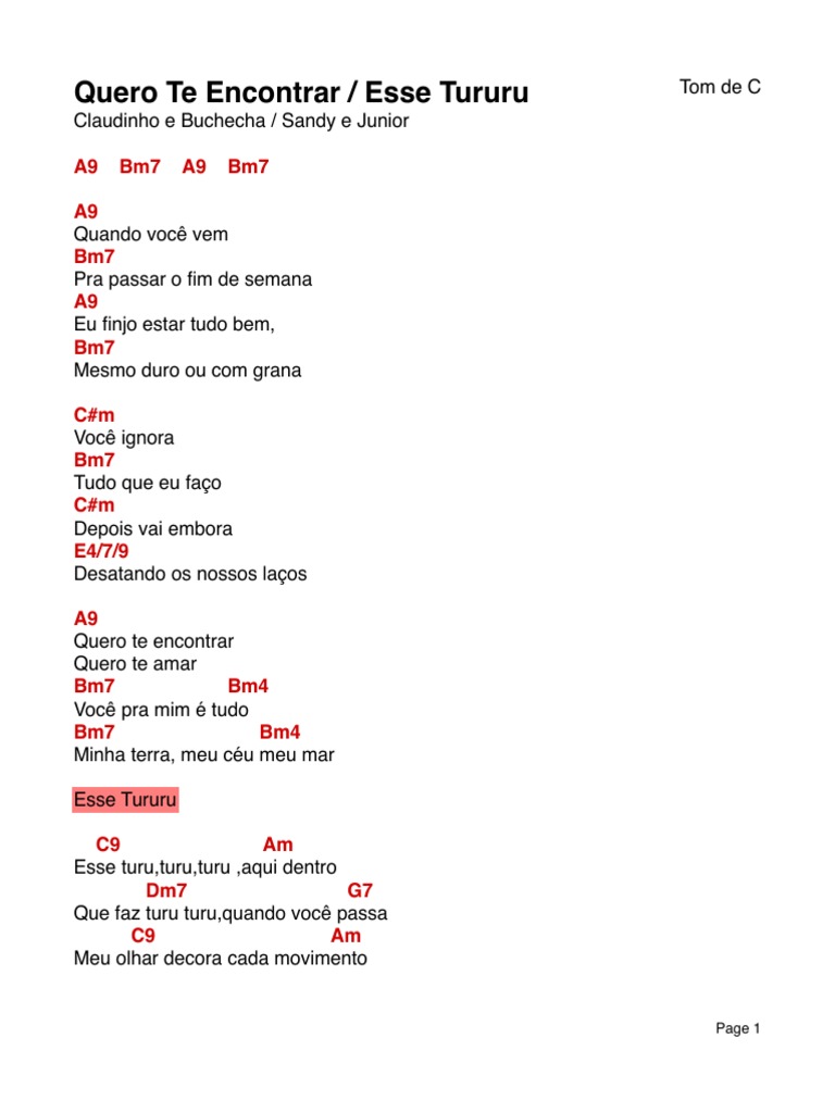 Quero Te Encontrar - Esse Tururu | PDF