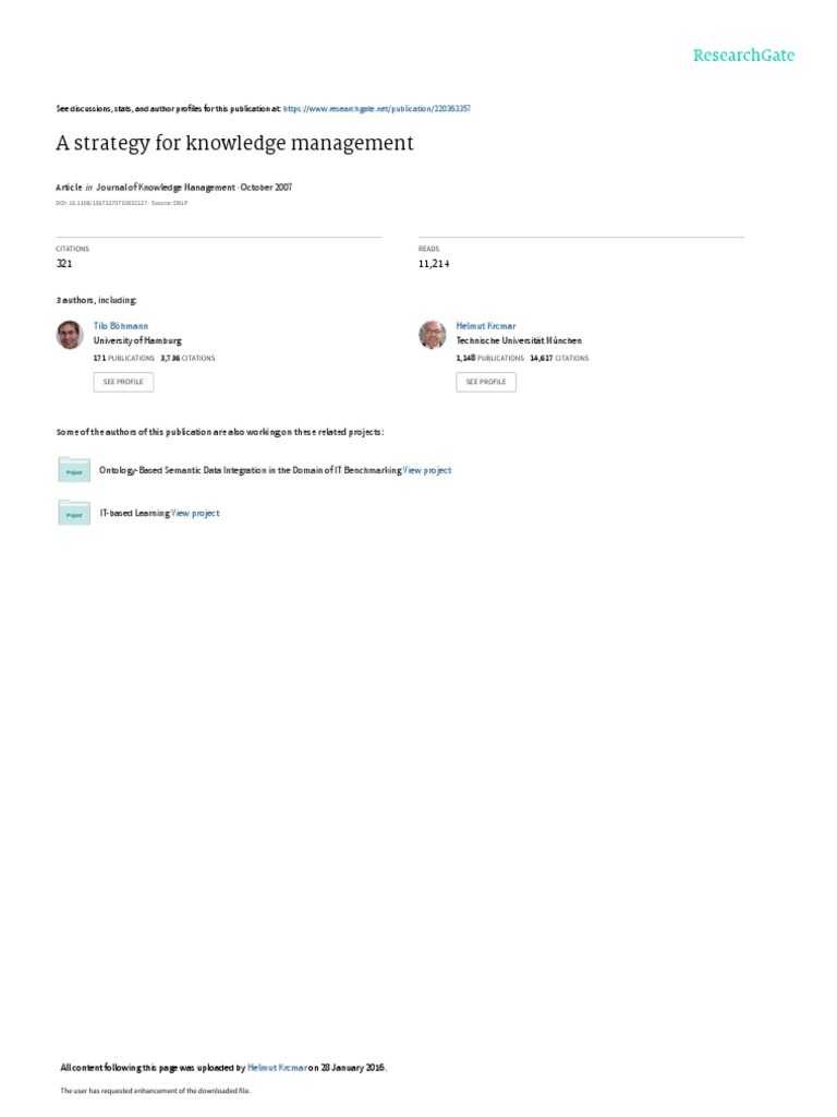 A Strategy For Knowledge Management | PDF | Knowledge Management | Tacit Knowledge