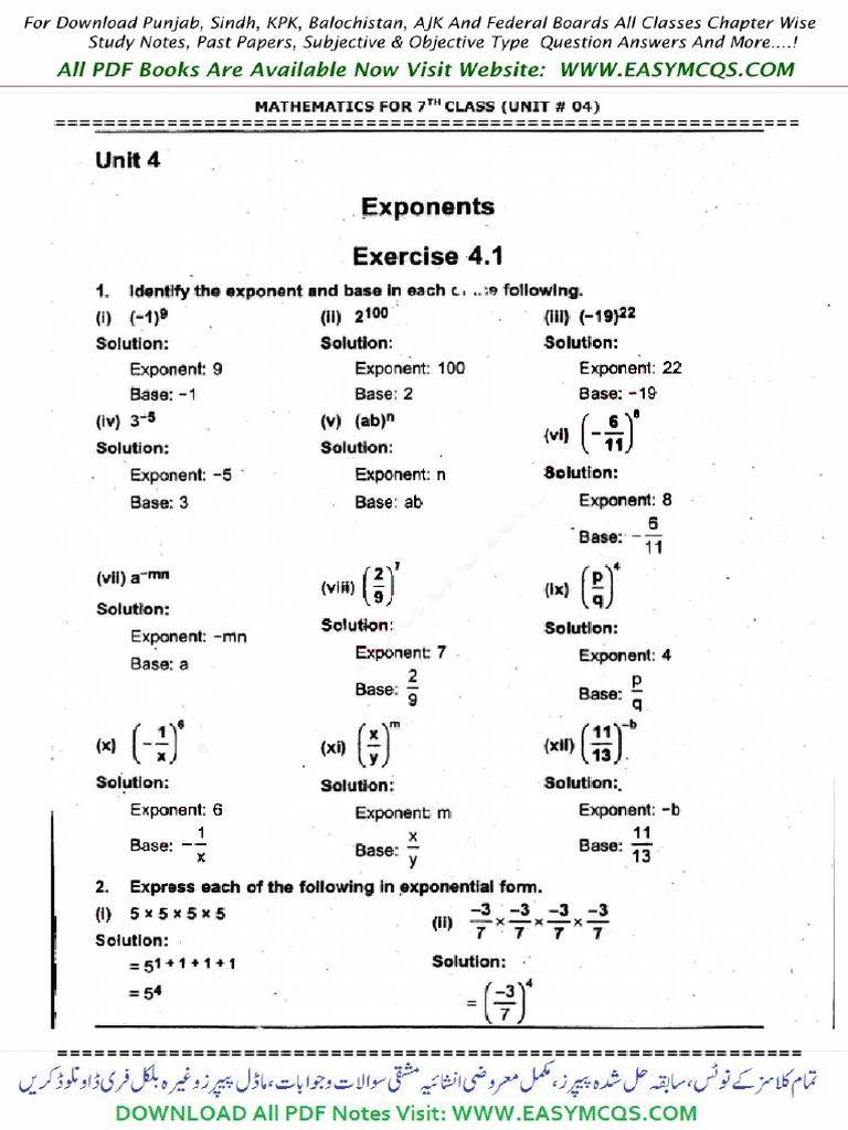 Unit 4 Exponents | PDF