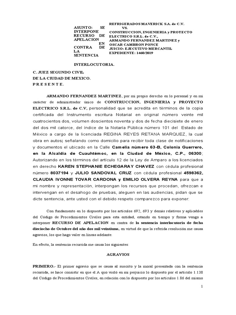 Apelacion de Sentencia Interlocutoria Gastos y Costas | PDF | Sentencia (ley) | Caso de ley