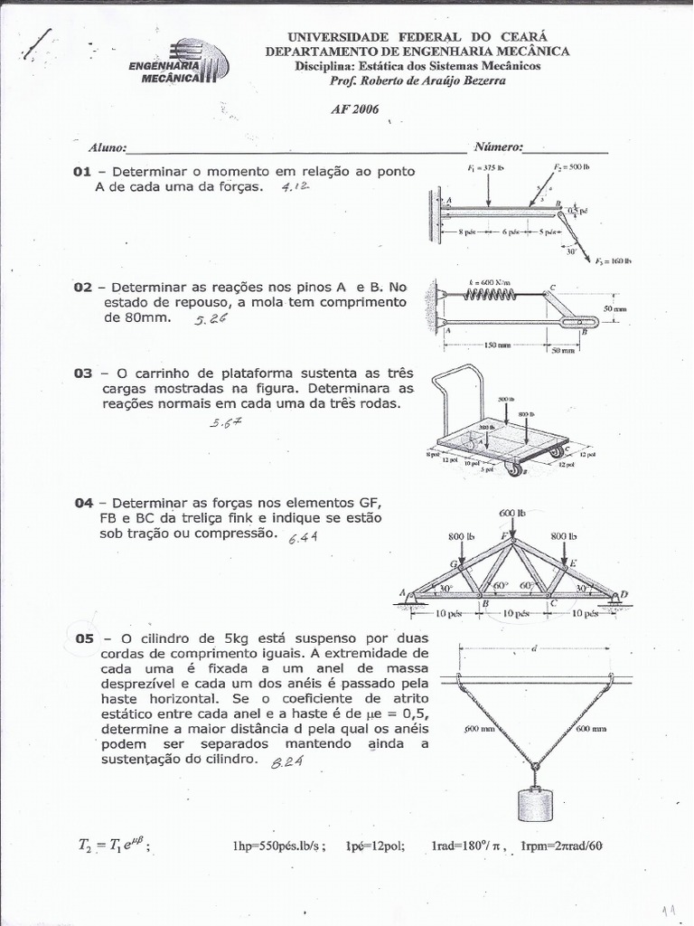 AP's Estatica Dos Sistemas Mecânicos | PDF