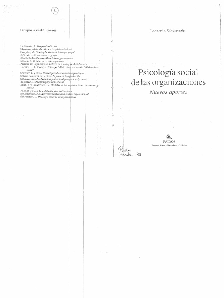 Un. III - Schvarstein - Psicología Social de Las Organizaciones | PDF