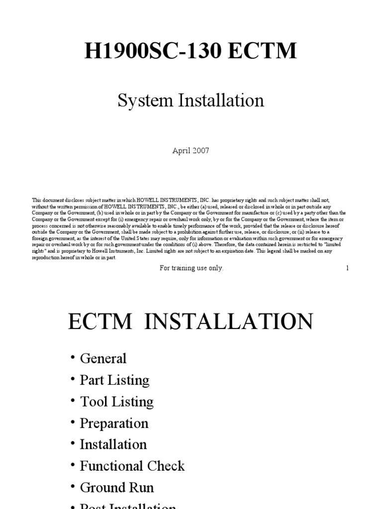 L2 H1900SC-130 ECTM Installation Training | PDF | Electrical Connector | Alternating Current