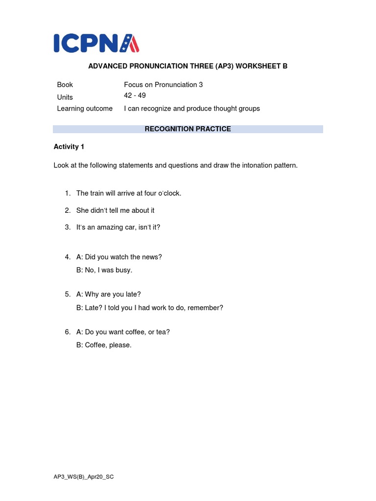 AP3 Worksheet B | PDF