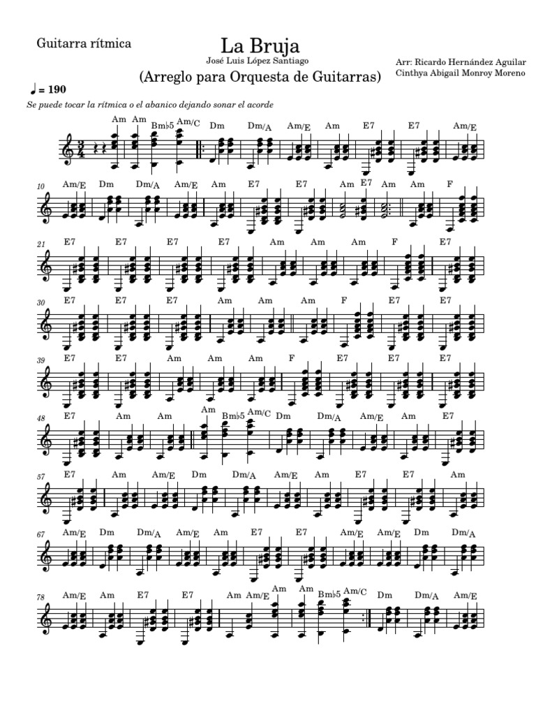Guitarra - Rítmica - La Bruja (Orquesta de Guitarras) - Ricardo y ...