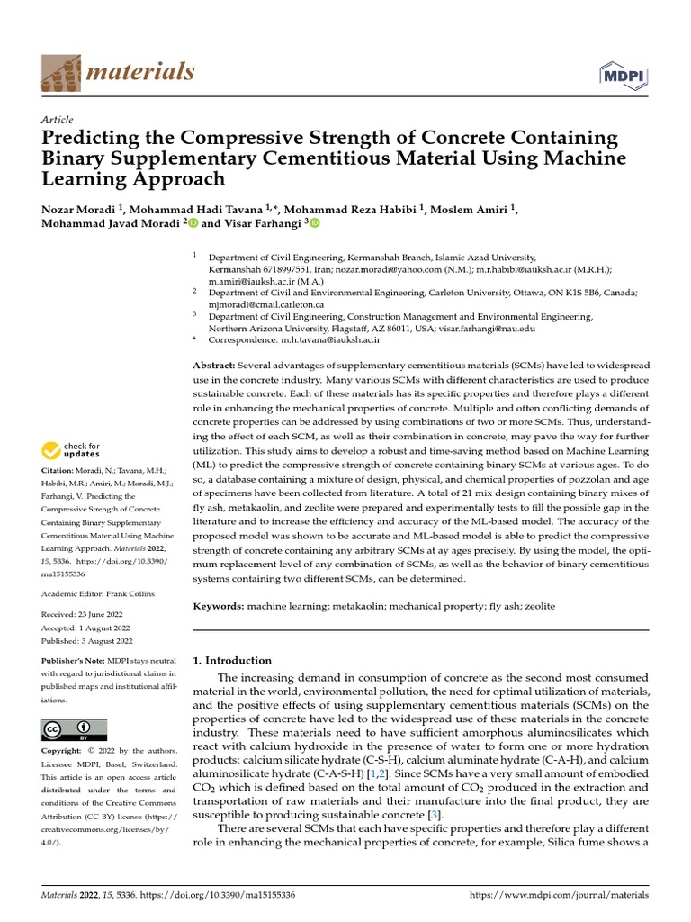 Predicting The Compressive Strength Of Concrete Containing Binary Supplementary Cementitious