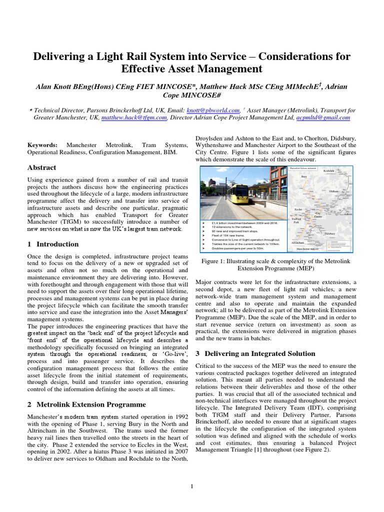 Delivering A Light Rail System Into Service - Considerations For ...