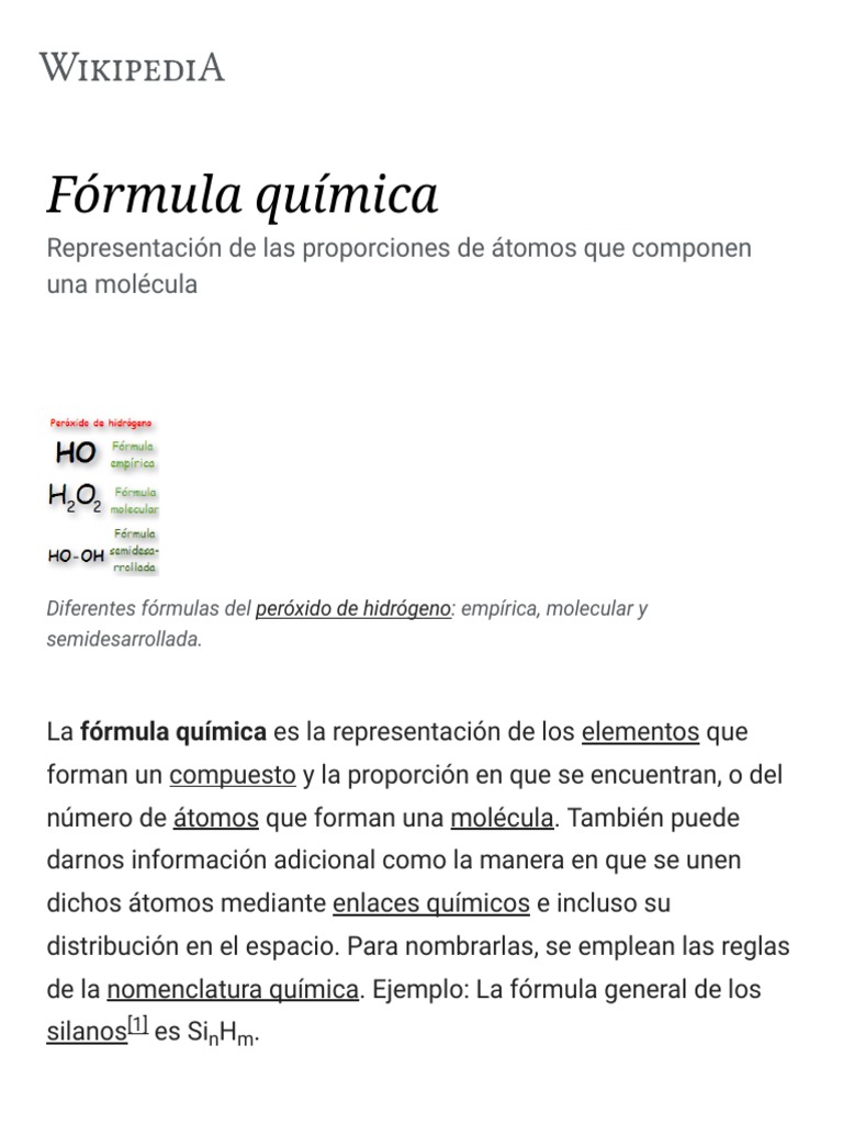 Fórmula Química - Wikipedia, La Enciclopedia Libre | PDF | Notación ...