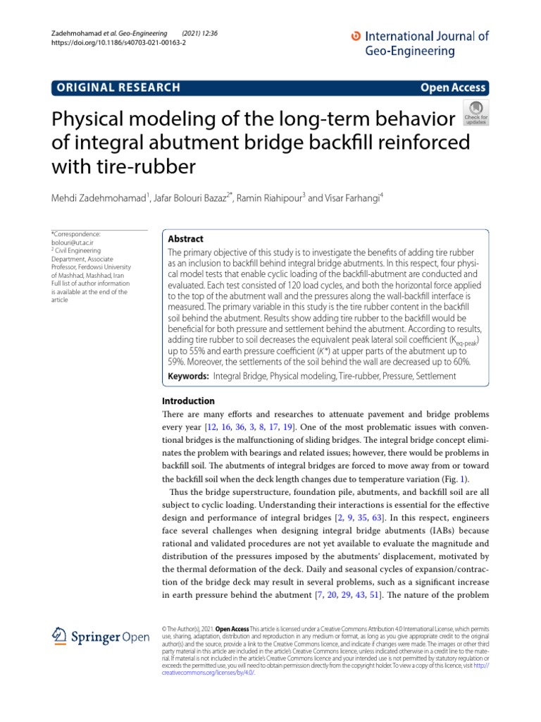 Physical Modeling of The Long-Term Behavior of Integral Abutment Bridge Backfill Reinforced With ...