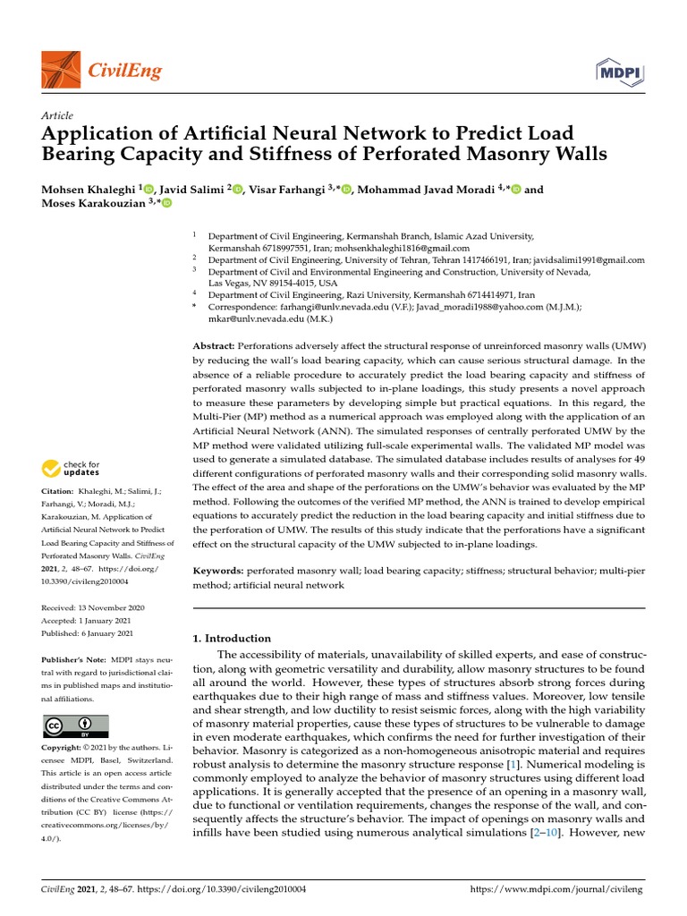 Application of Artificial Neural Network To Predict Load Bearing ...