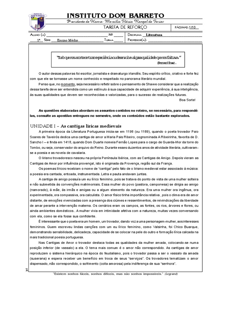 Literatura Portuguesa no Século XV | PDF | Lea | Amor