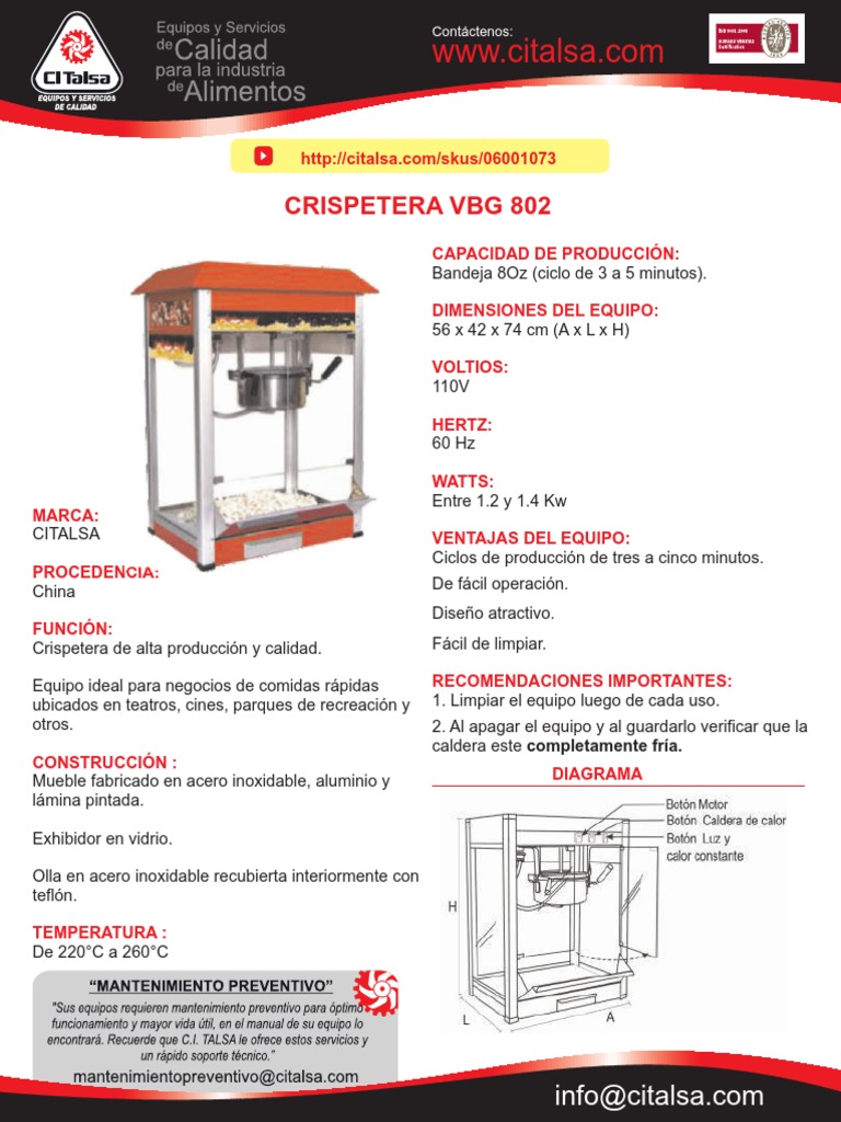 Crispetera VBG 802 | PDF | Ingeniería de Edificación | Sector ...