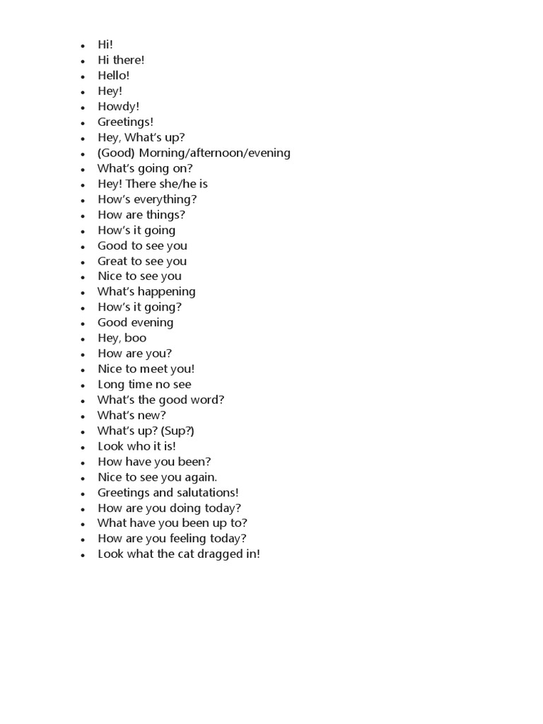 Common English Greetings and Salutations | PDF