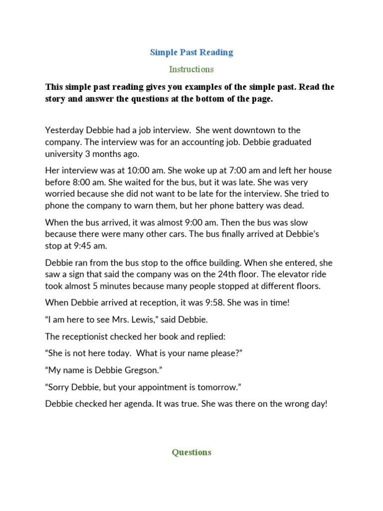 Simple Past Story for Learners | PDF