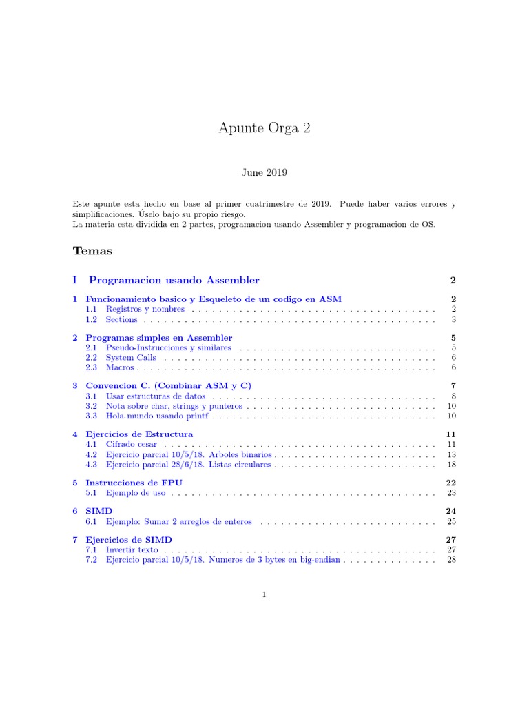 Orga2 Apunte Primera Parte 2019 | PDF | Puntero (Programación de ...