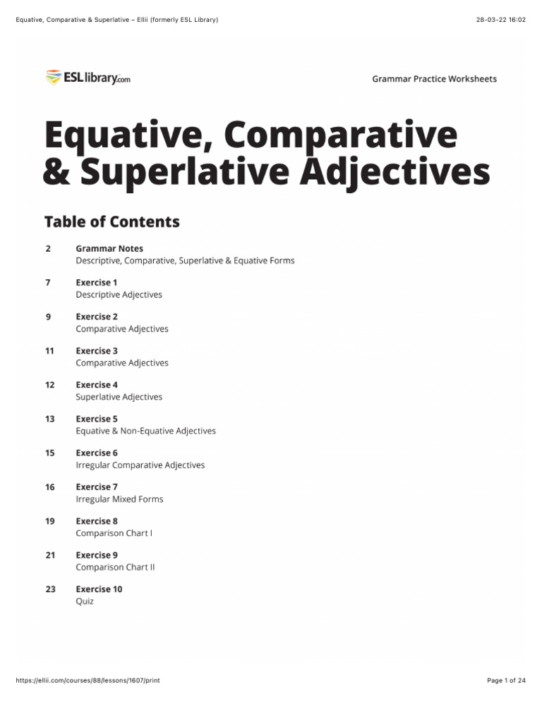 Equative, Comparative & Superlative | PDF | Language Arts & Discipline ...