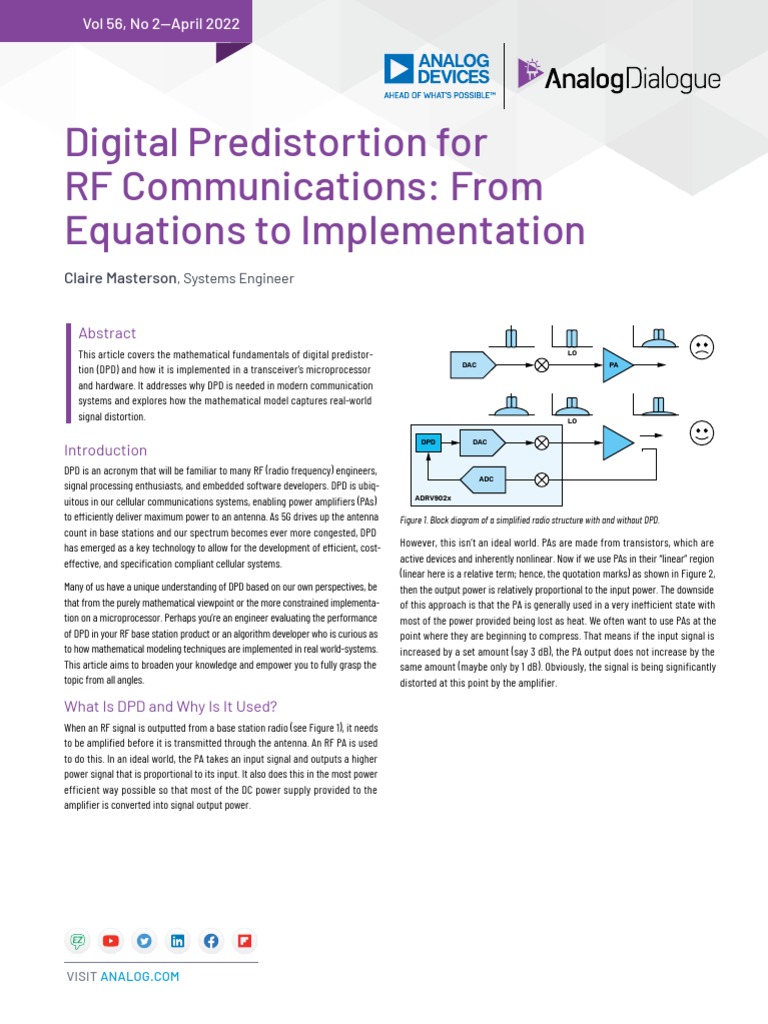 Digital Predistortion For RF Communication | PDF | Amplifier | Distortion