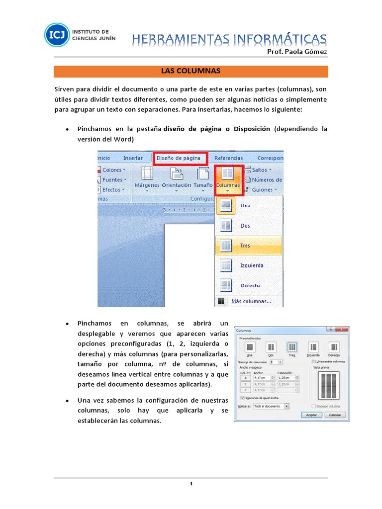Cómo usar columnas y formas en Word | PDF | Informática | Software