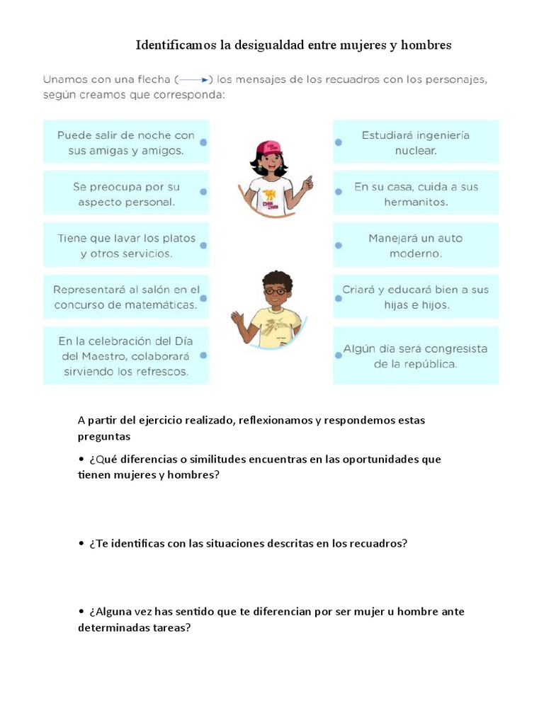 Identificamos La Desigualdad Entre Mujeres y Hombres | PDF | Relaciones ...