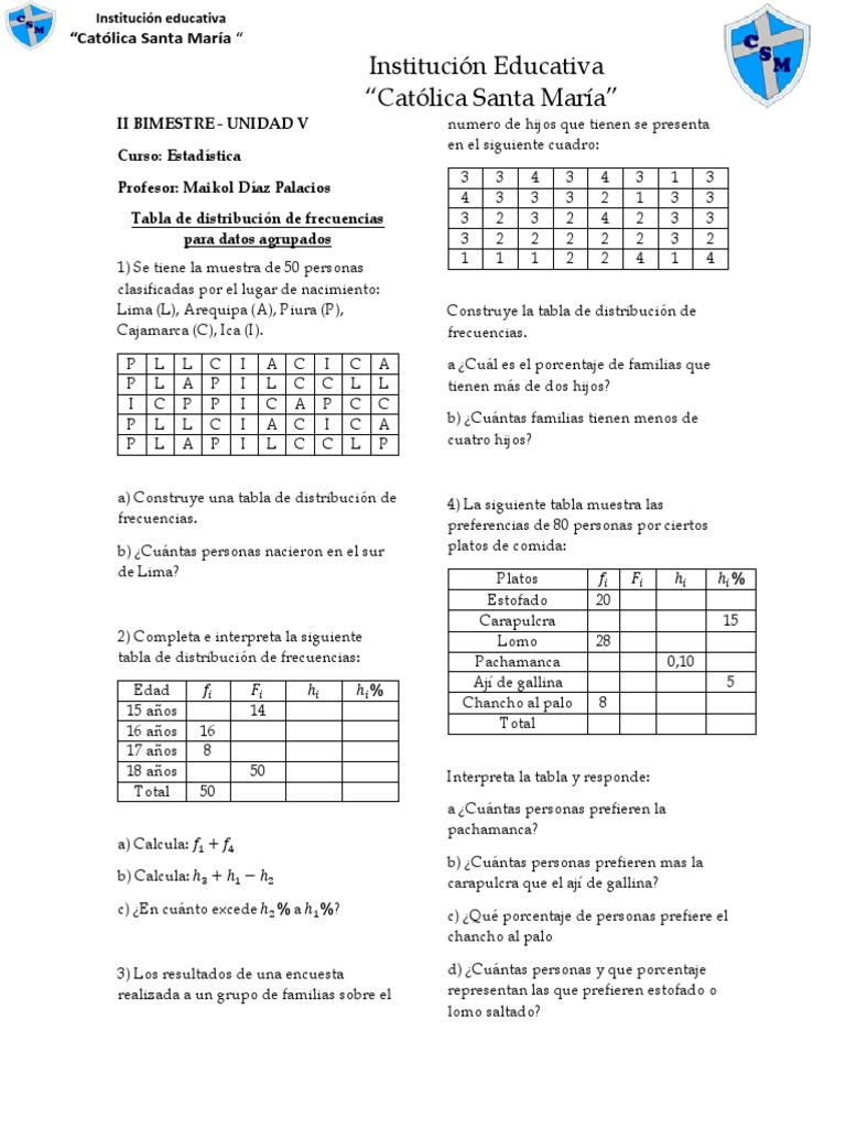 Estad Actividad 4to.-5to. V | PDF | Cocina occidental | Cocina