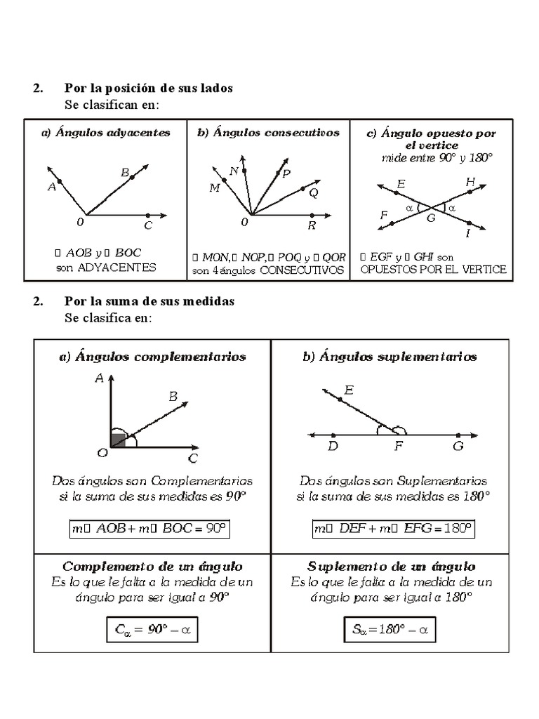 Clasificación y propiedades de ángulos | PDF