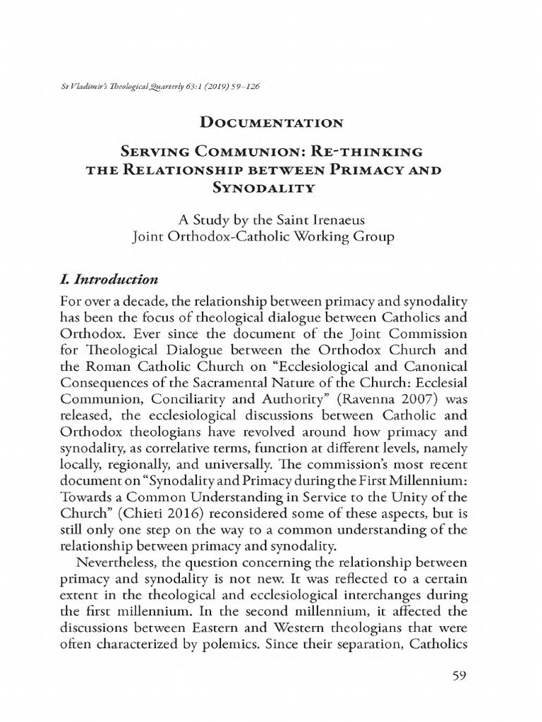 Serving Communion (Re-Thinking The Relationship Between Primacy and ...