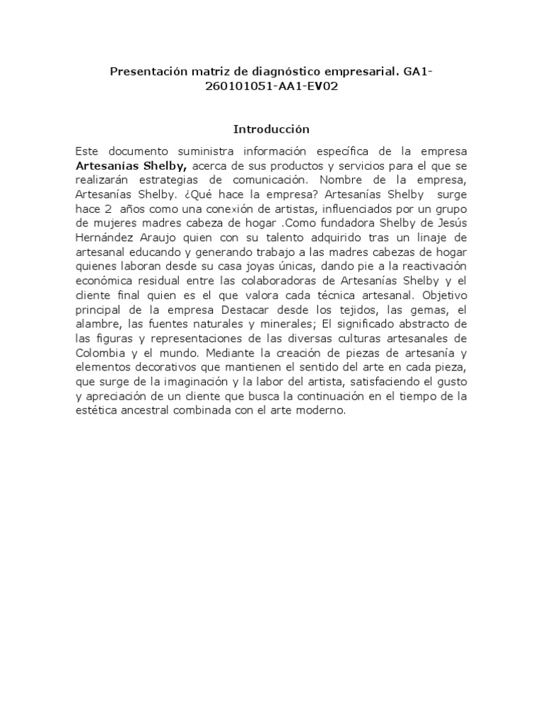 Presentación Matrices De Diagnóstico Empresarial Ga1 260101051 Aa1