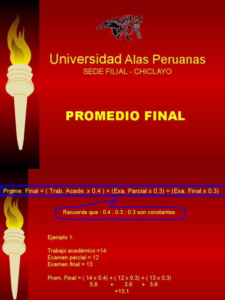 Cálculo del Promedio Final UAP Chiclayo | PDF