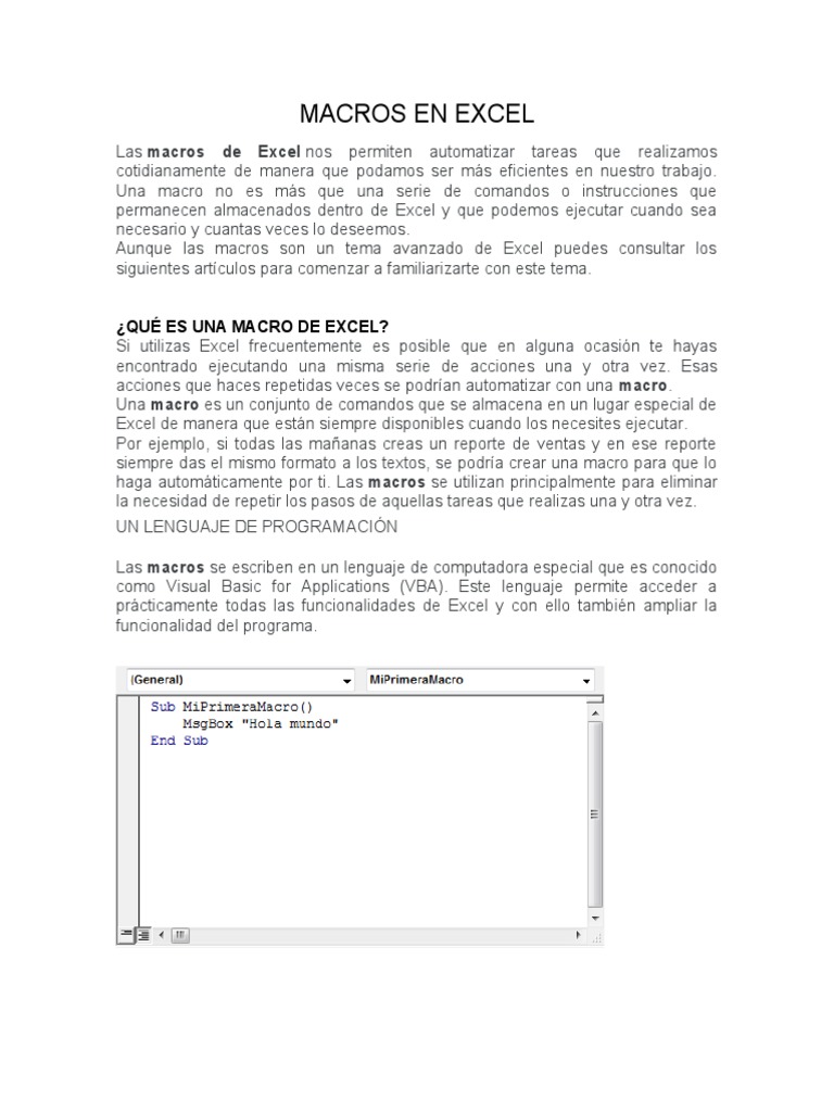Tema 2 Macros en Excel | PDF | Macro (informática) | Microsoft Excel