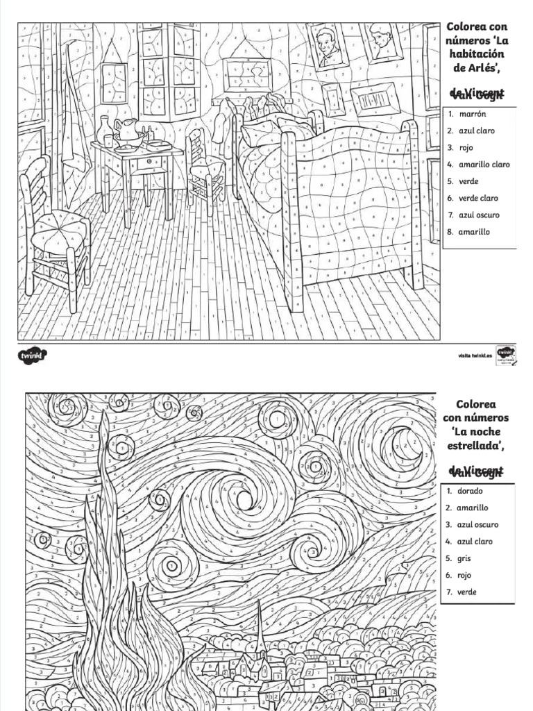 PDF Es As 60 Hojas de Colorear Con Numeros Obras de Arte Ver 4 ...