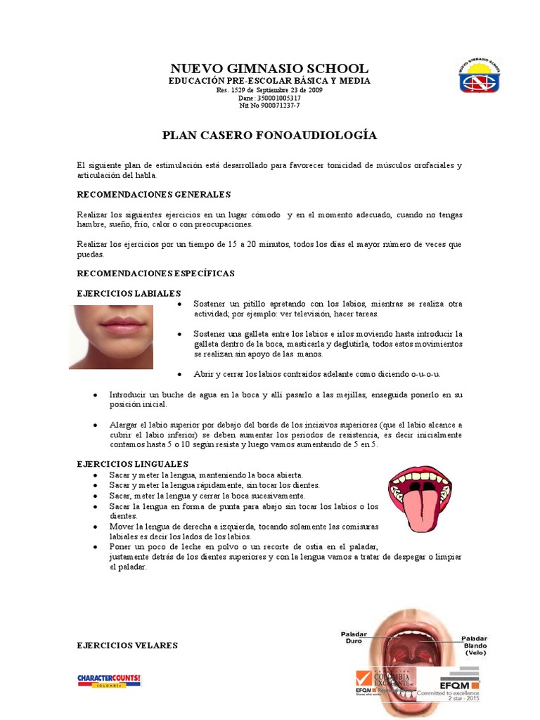 Plan Casero de Fonoaudiologia ARTICULACIÒN | PDF | Boca