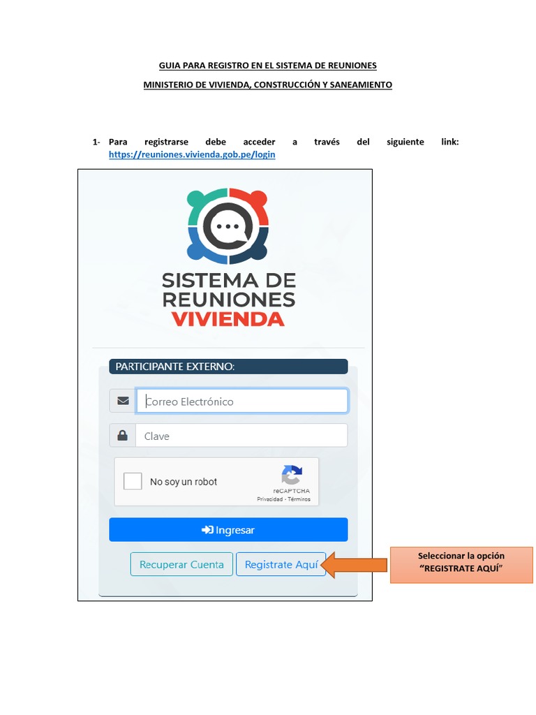 Registro en Sistema de Reuniones MVCS | PDF