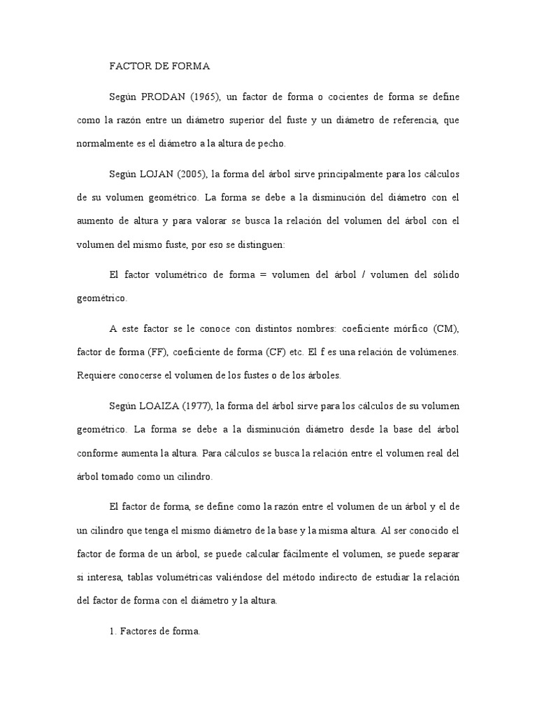 Definición y Cálculo del Factor de Forma | PDF