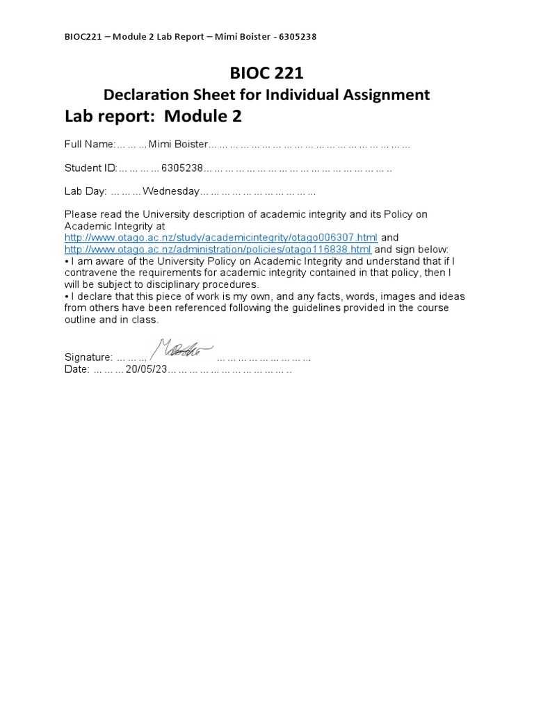 Bioc Module 2 Lab Report | PDF | Operon | Biotechnology