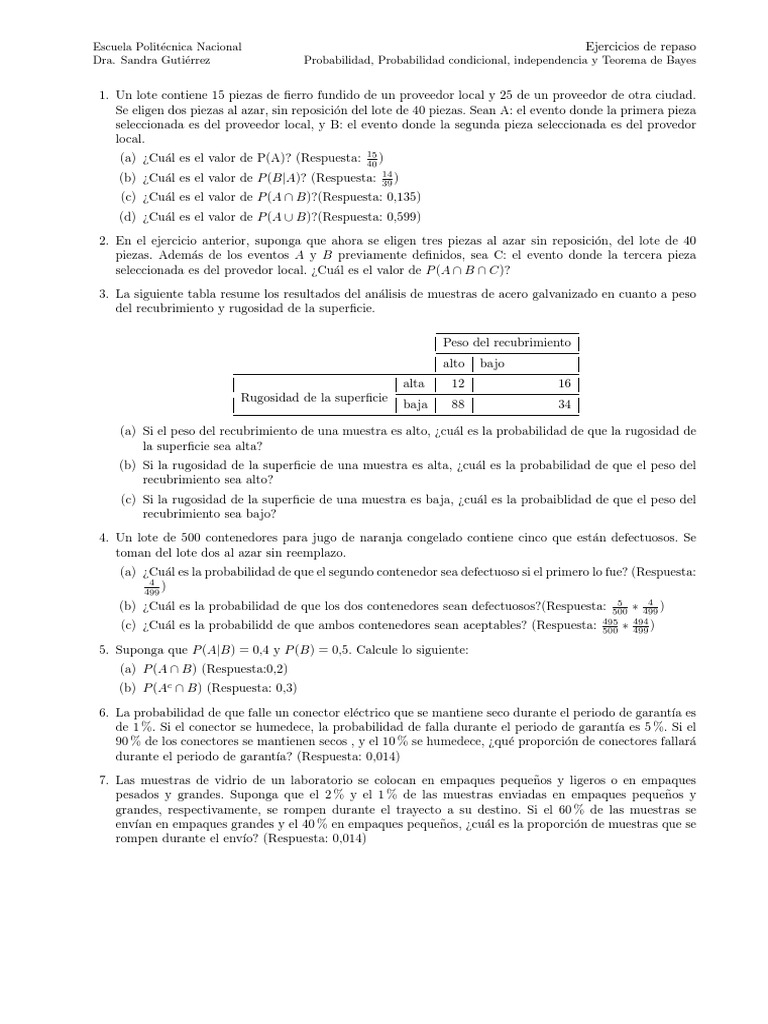 Estadistica Ejercicios Repaso-1 | PDF | Probabilidad | Probabilidades y estadísticas