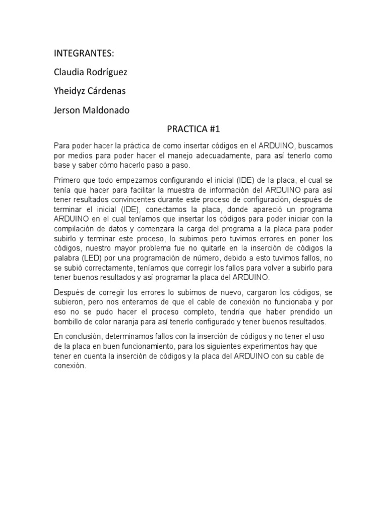 Informe Arduino | PDF Informe Arduino | PDF