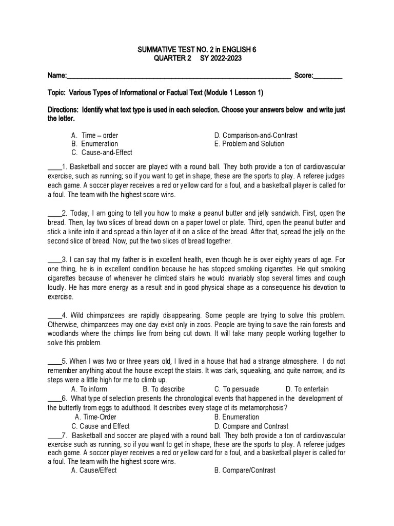 English 6 Quarter 2 Summative Test No 2 Pdf