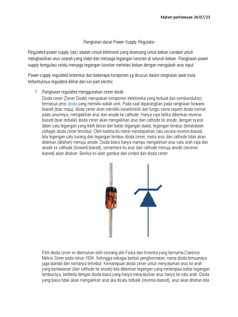 Rangkaian Dasar Power Supply Regulator | PDF