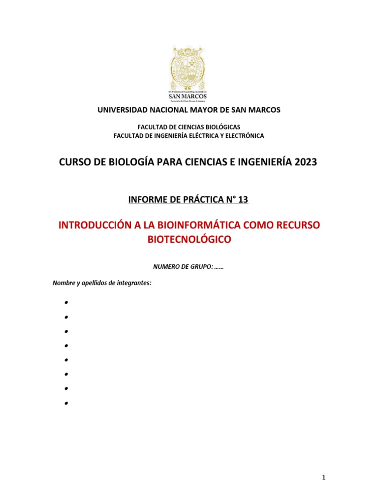 Práctica 13 - Biotecnologia 2023 | PDF | Gene | Bioinformática