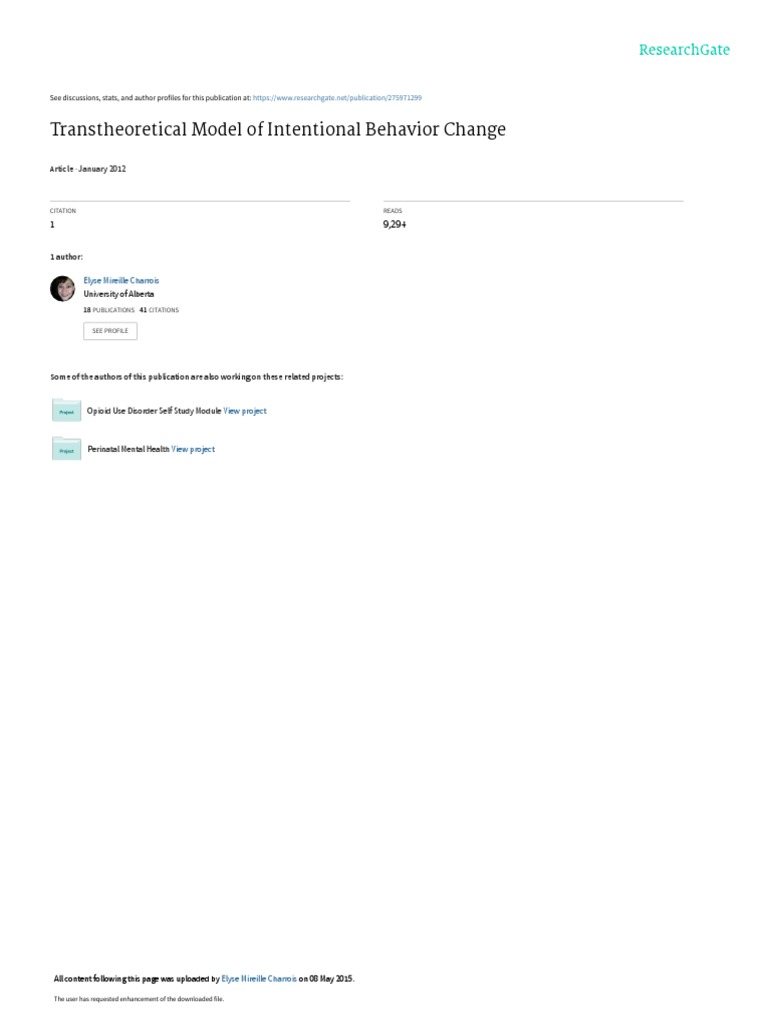 Tms Amh Transtheoretical Model Behaviour Change | PDF | Psychotherapy | Behavior