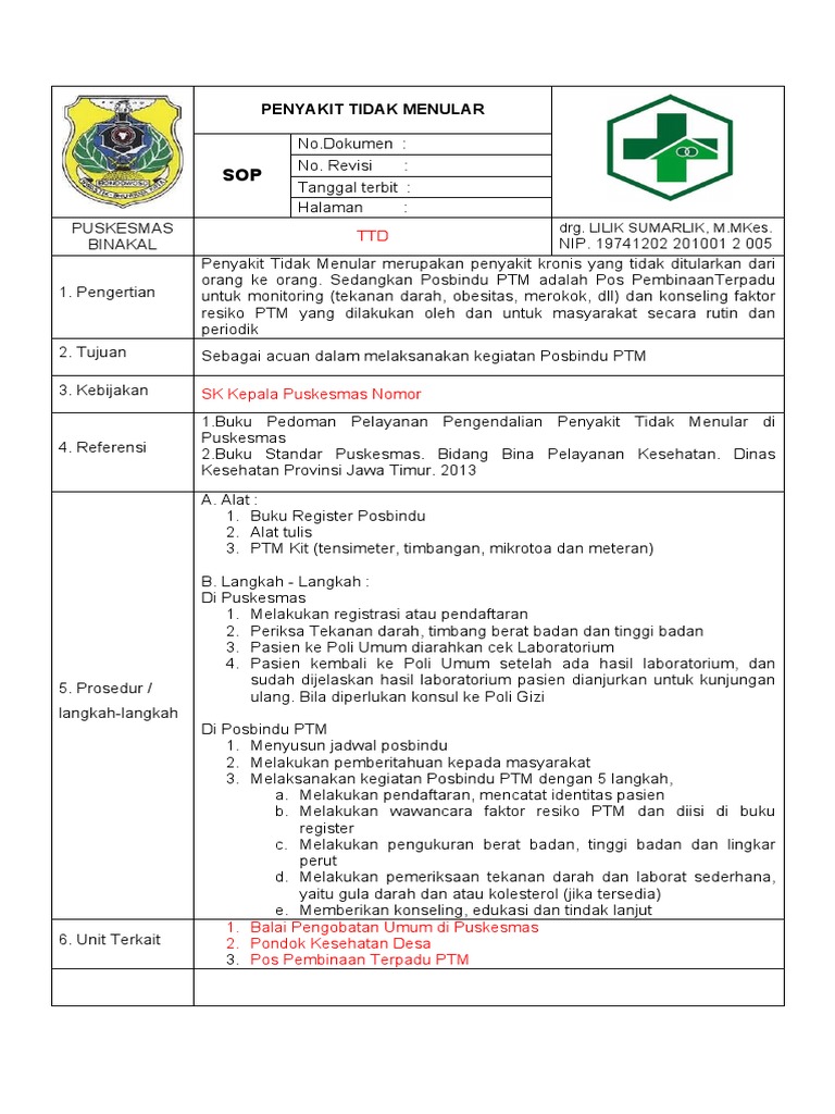 A.SOP PENYAKIT TIDAK MENULAR | PDF