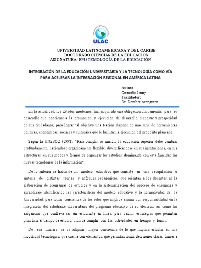 Ensayo de Integración Universitaria | PDF | Aprendizaje