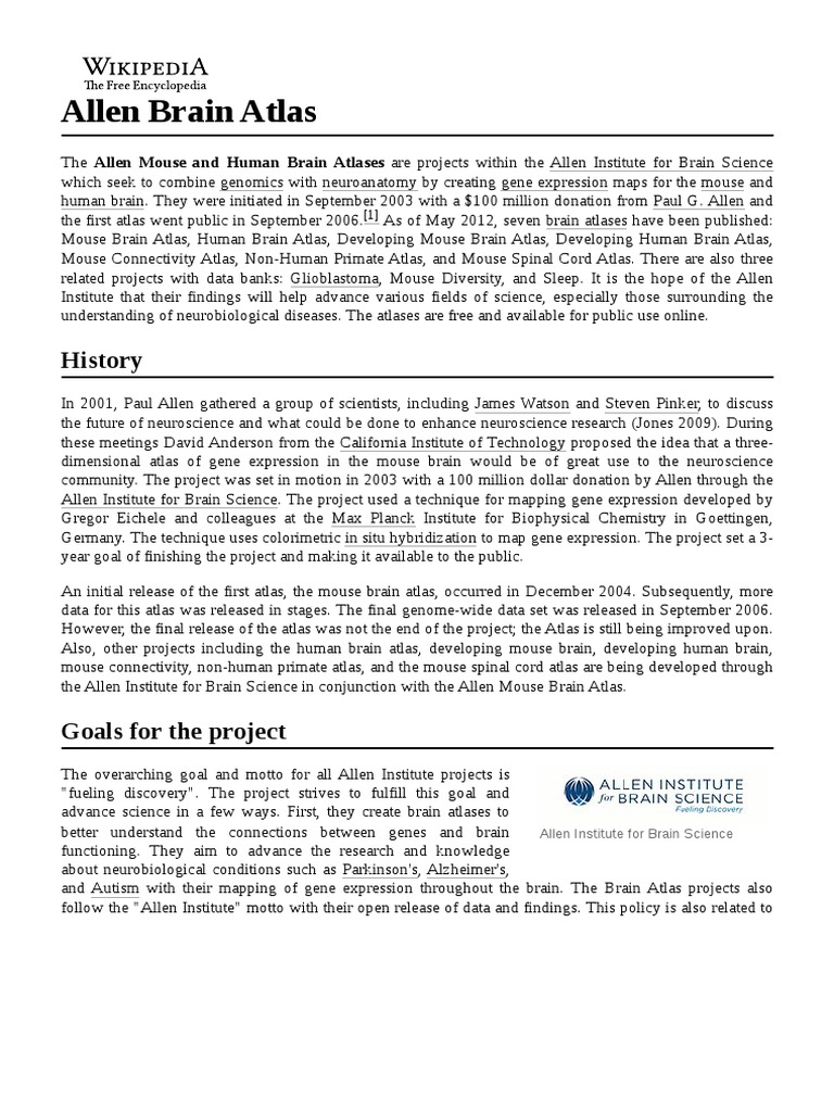 Allen Brain Atlas | PDF | Neuroscience