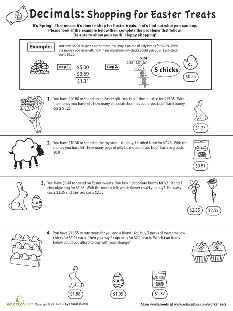 Dividing Decimals Easter Treats | PDF | Sugar Confectionery | Confectionery