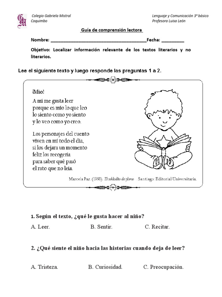 Comprensión Lectora Raton Perez Lombrices | PDF