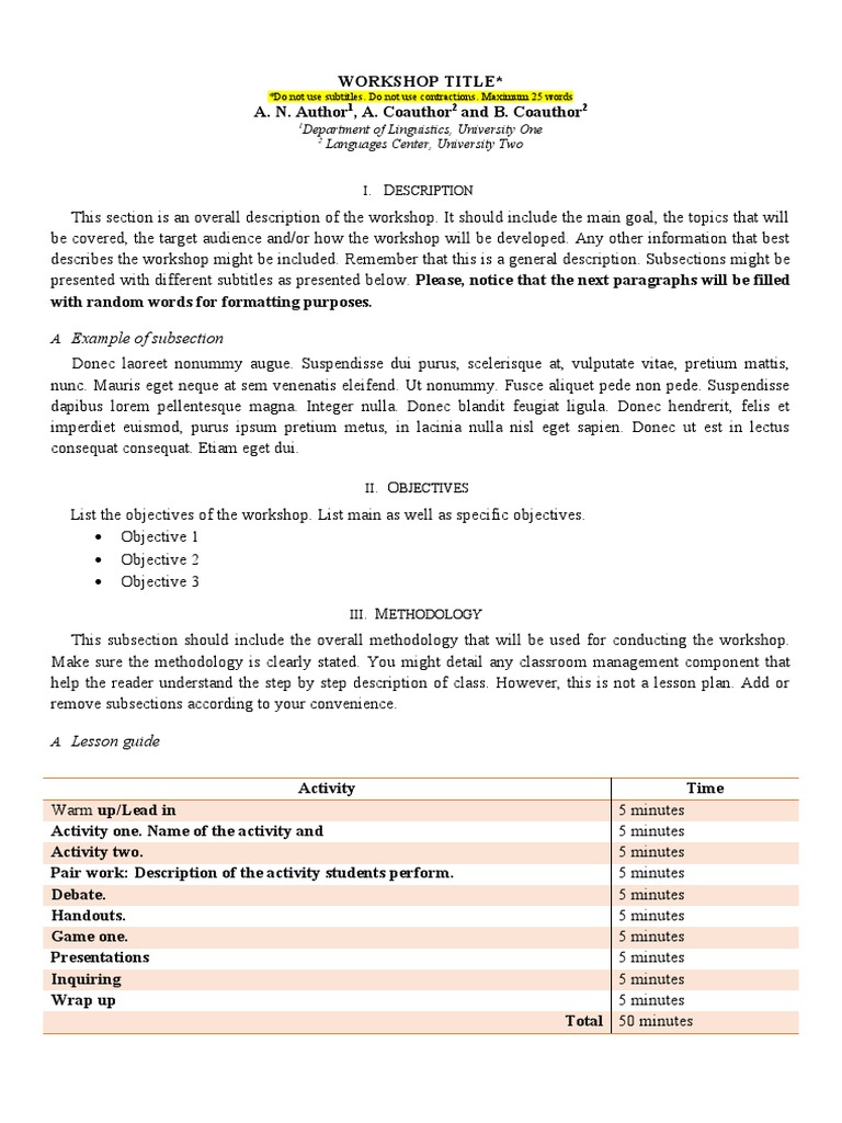 Workshop Template | PDF | Human Communication